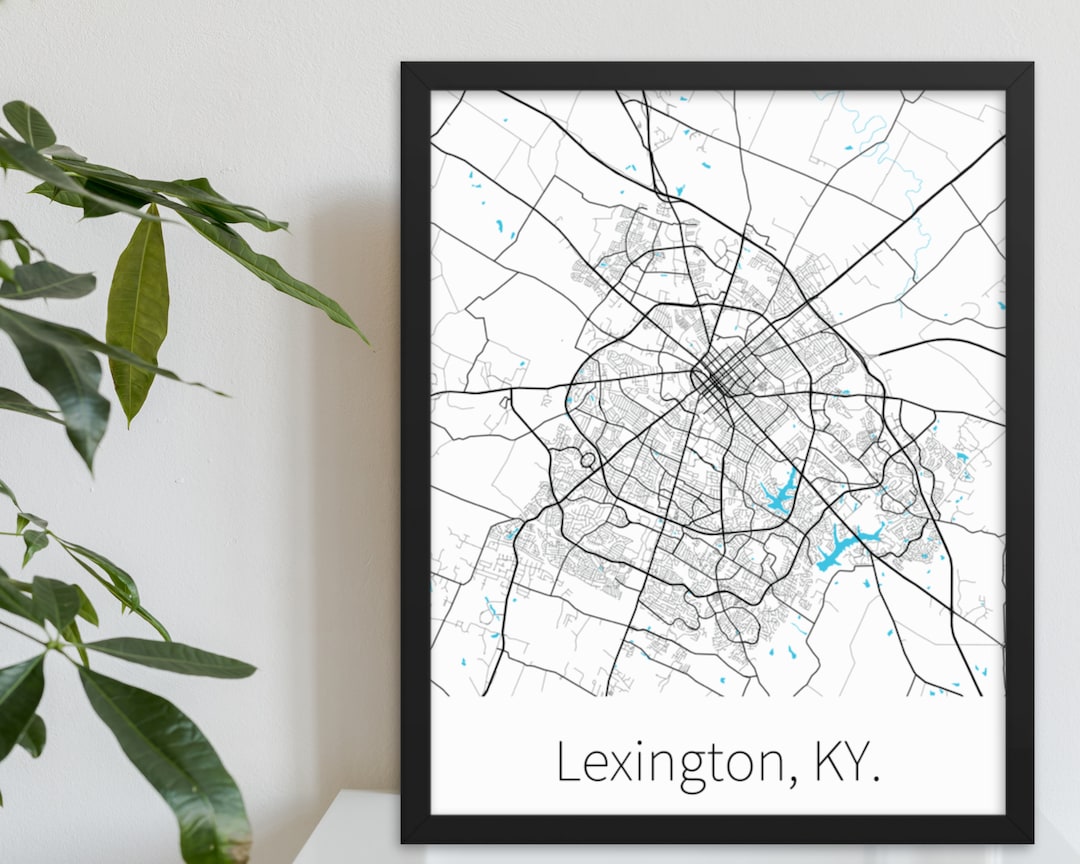 Lexington, KY. | City Minimalist Map in Black and White | Printed on ...