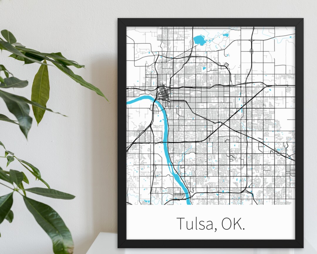 Tulsa, OK. | City Minimalist Map in Black and White | Printed on ...