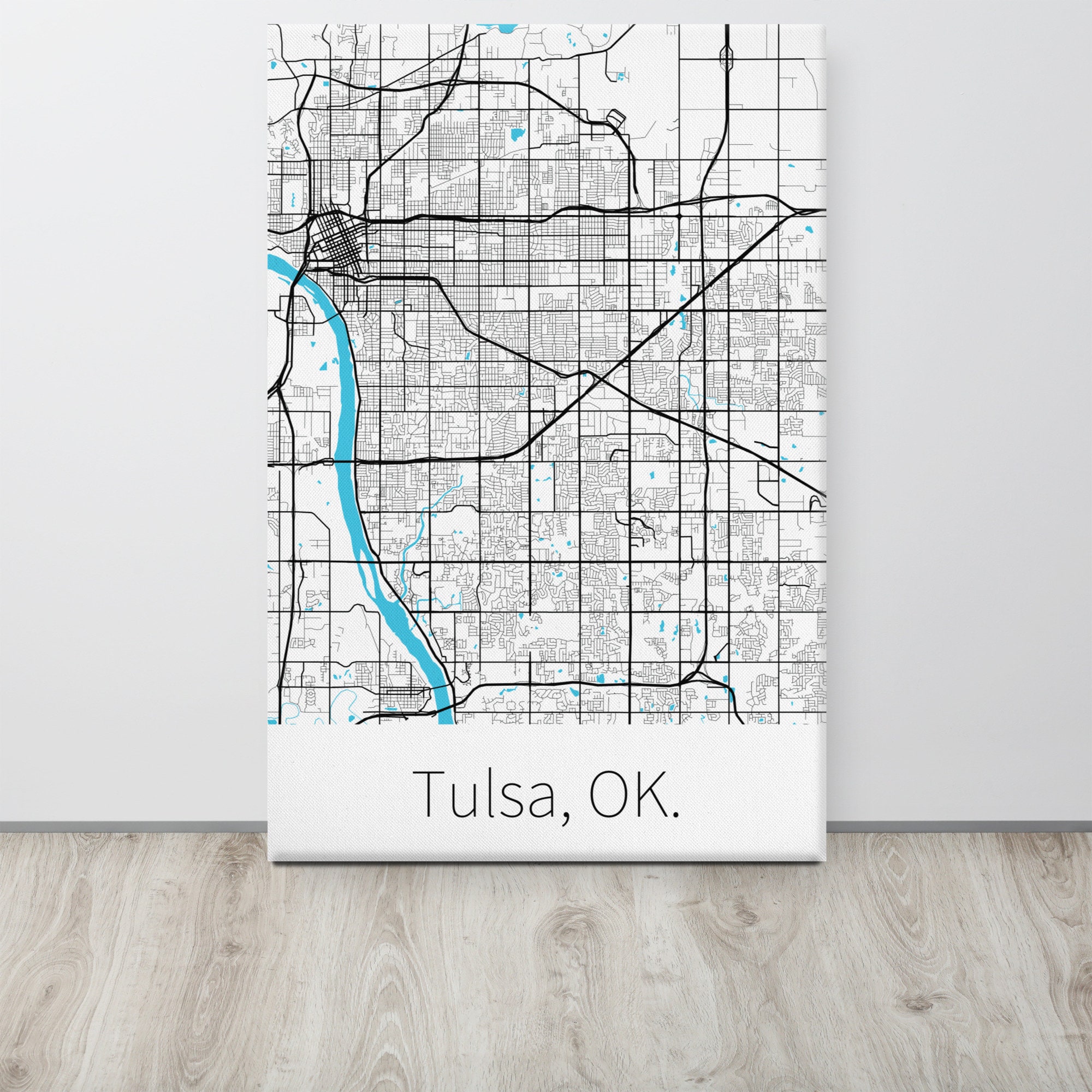 Tulsa, OK. | City Minimalist Map in Black and White | Printed on ...