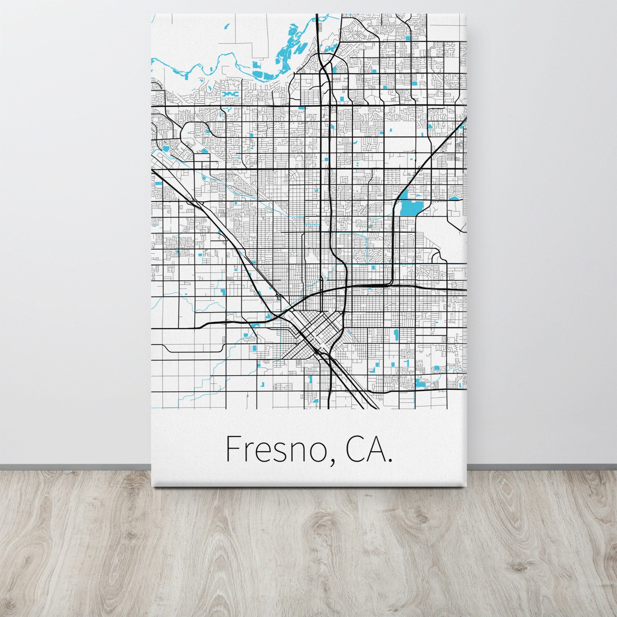 Fresno, CA. | City Minimalist Map in Black and White | Printed on ...