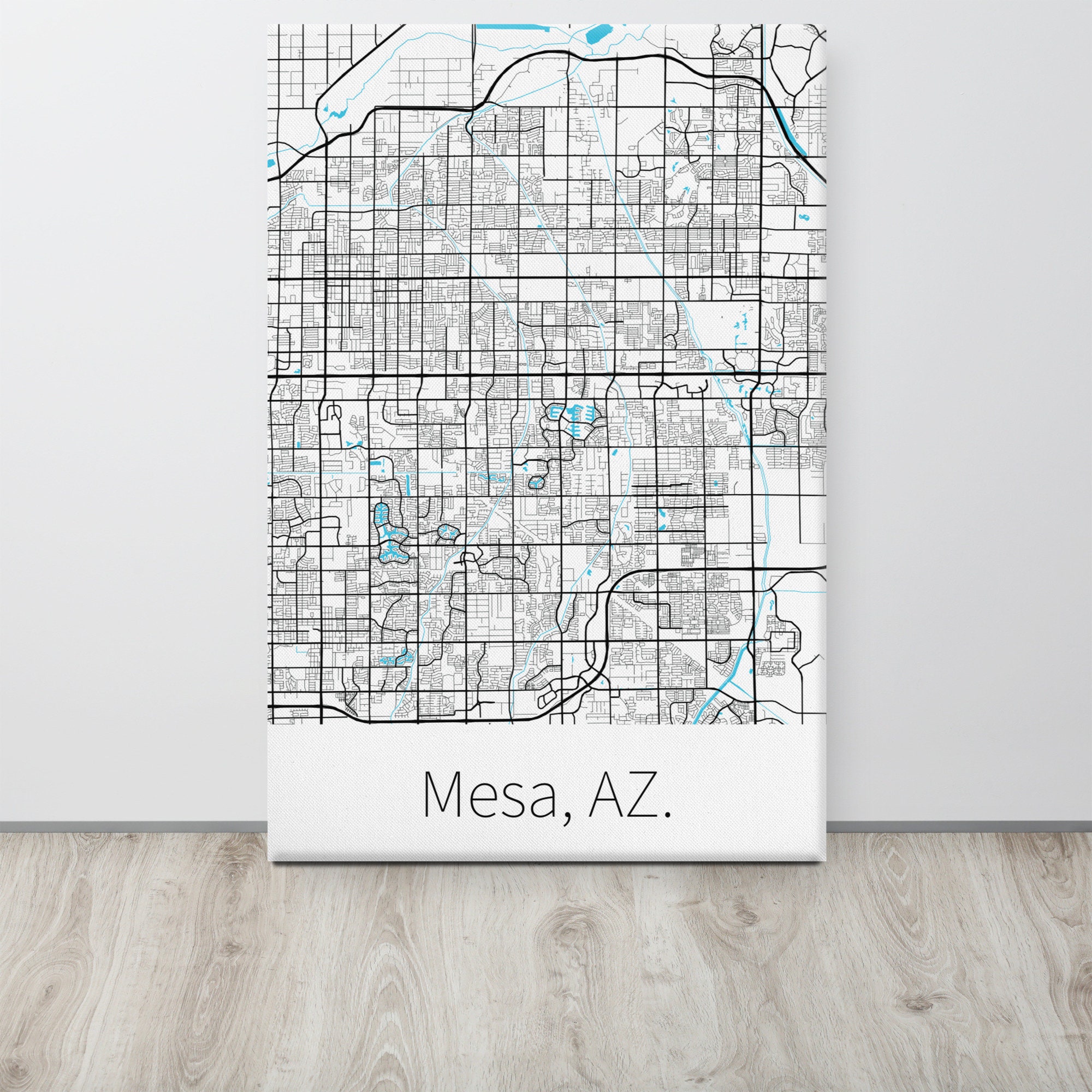 Mesa, AZ. City Minimalist Map in Black and White Printed on Premium ...