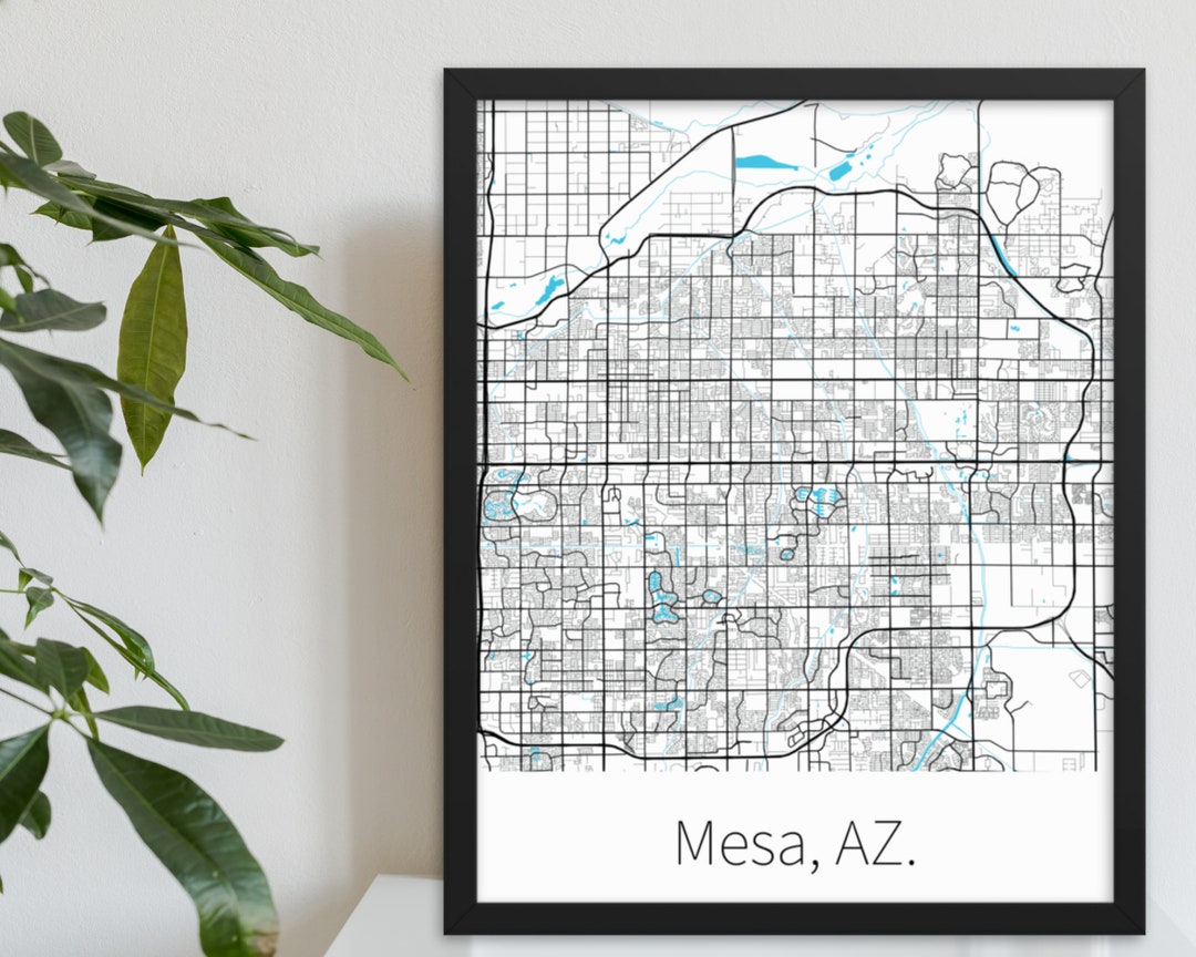 Mesa, AZ. | City Minimalist Map in Black and White | Printed on Premium ...