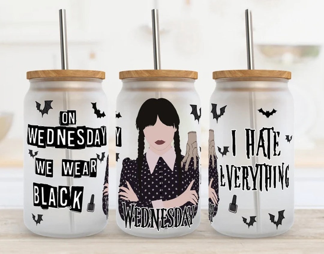 Wednesday Glass Can / Wednesday Addams Glass Can / Wednesday Addams Cup ...
