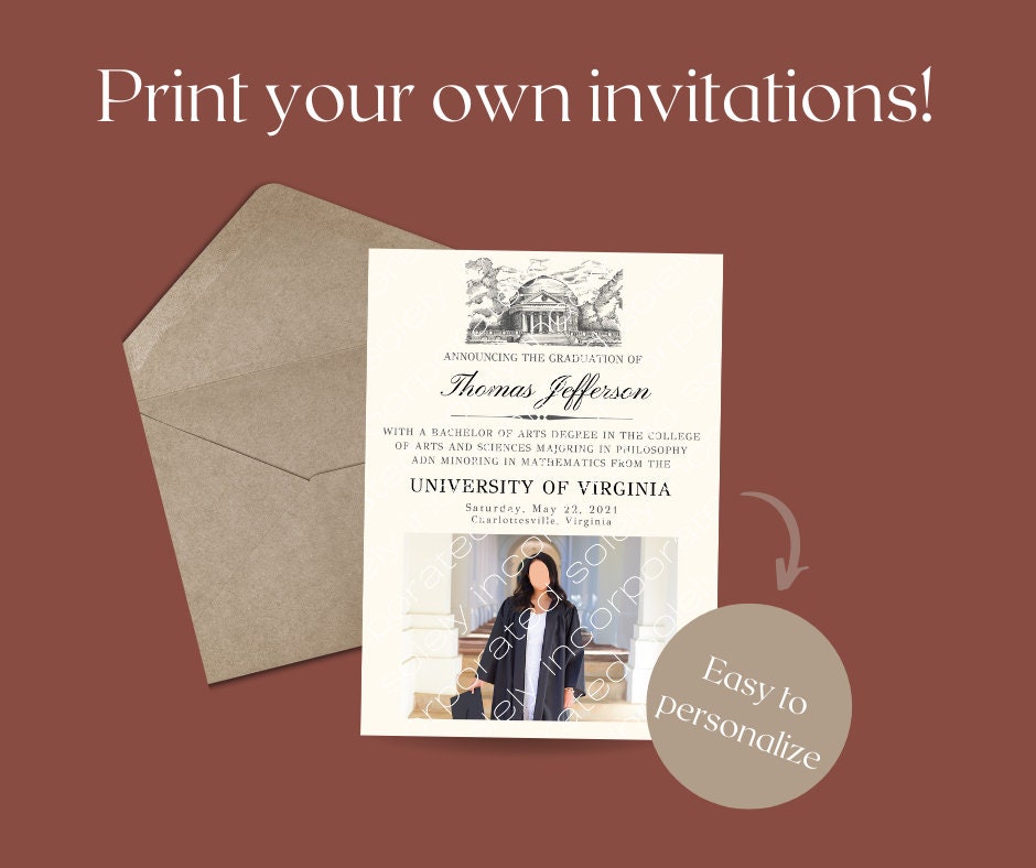 University of Virginia | Timeless, Elegant Graduation Announcement ...