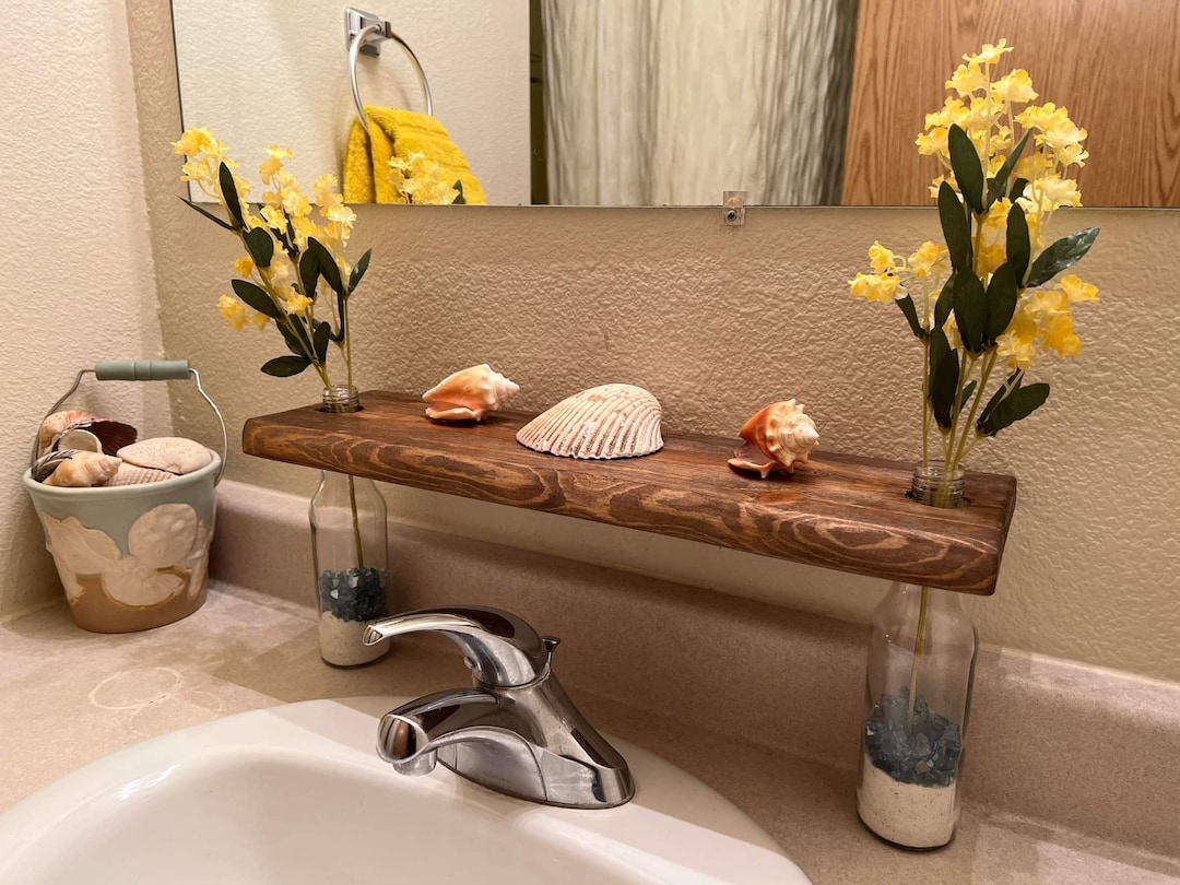 Bathroom Sink Organizer, Live Edge, Decorative Countertop Shelf, Custom ...