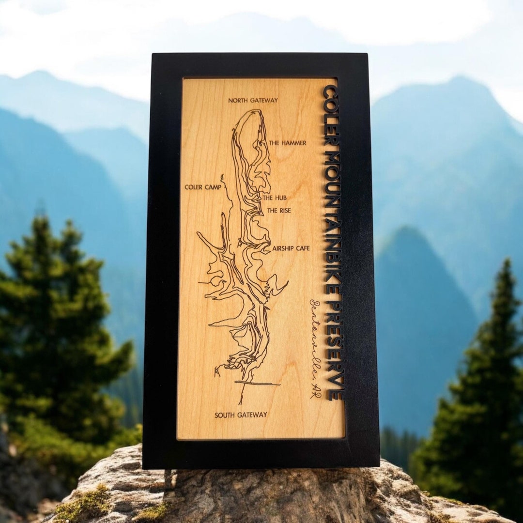 Coler Mountain Bike Preserve Map: Laser Engraved Wood Art, Bentonville AR - Etsy