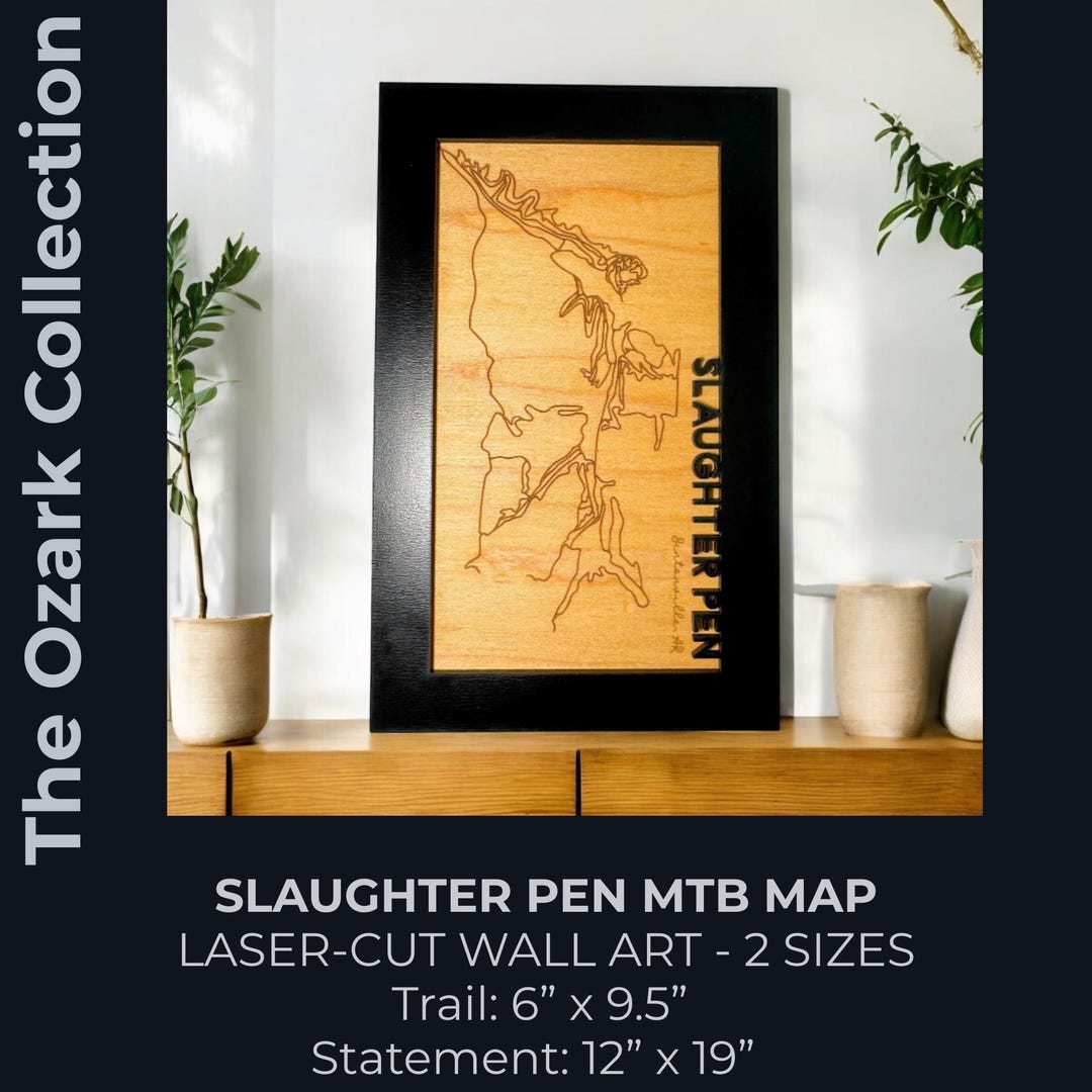 Slaughter Pen Trail Map: Laser-cut Wood Art - Northwest Arkansas - Etsy