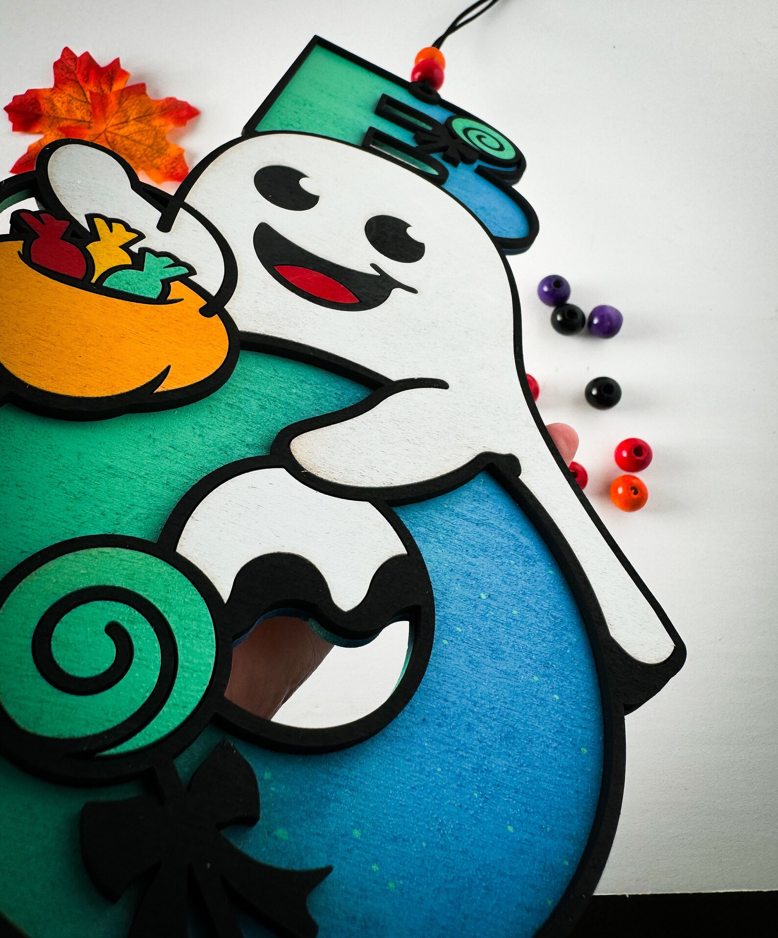 Handcrafted Halloween Ghost boo Wall Hanger Kid-friendly Spooky Decor ...