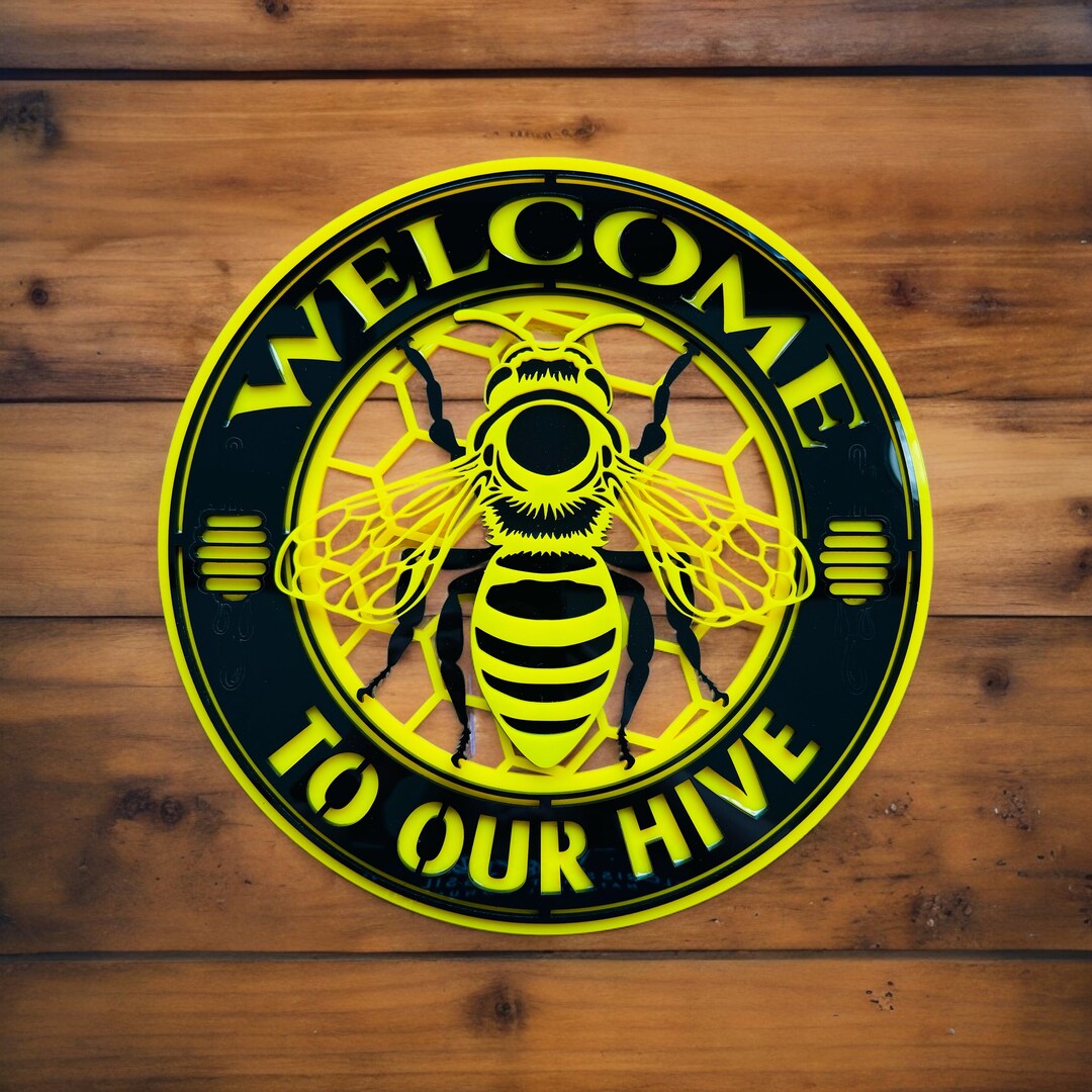 Welcome to Our Hive Sign 12 Black & Yellow Acrylic Welcome Sign Bee ...