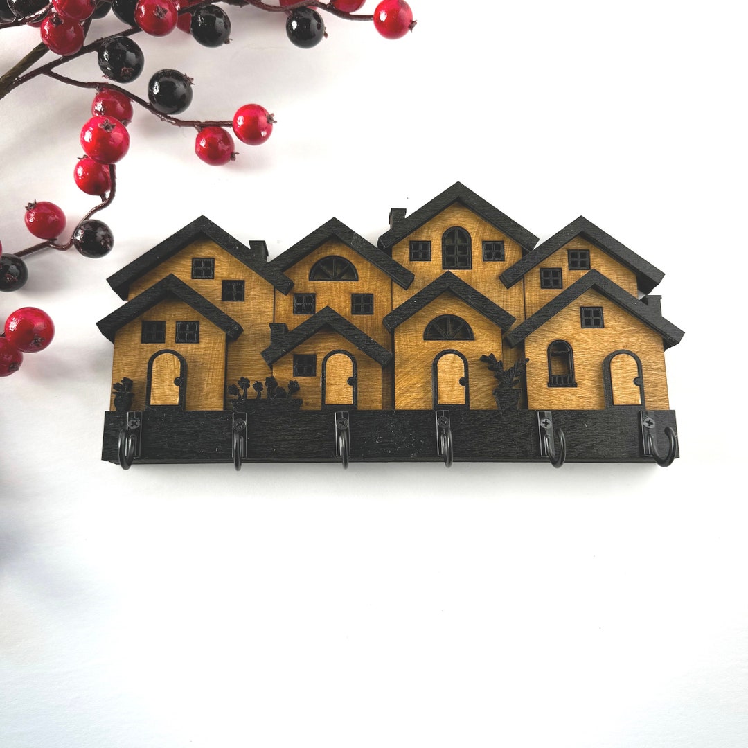 Aspen Timber Village Key Holder - Wooden Home Decor With 6 Hooks ...