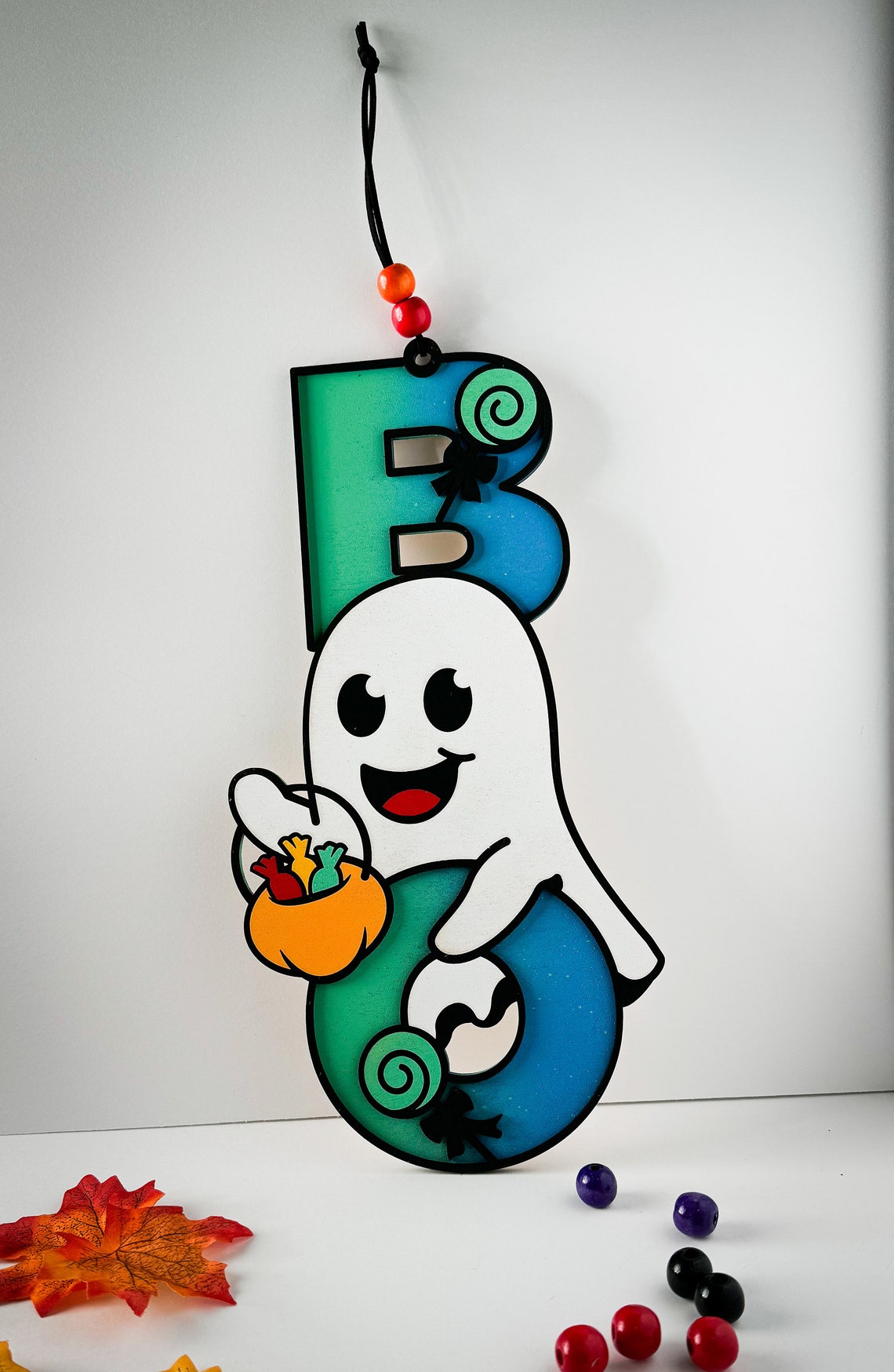 Handcrafted Halloween Ghost boo Wall Hanger Kid-friendly Spooky Decor ...