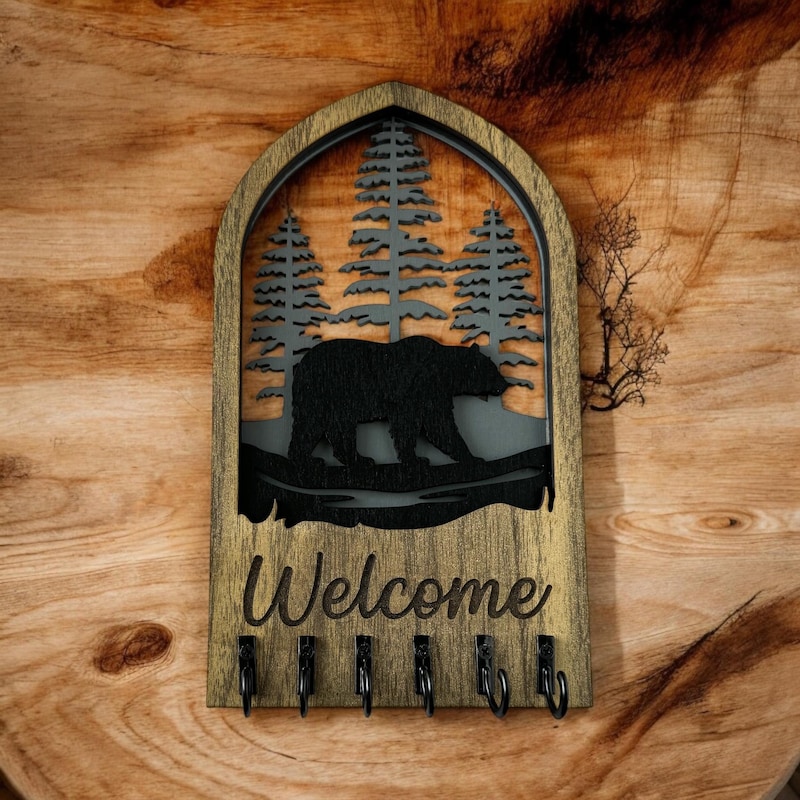 Wall Key Holder Bear - Etsy