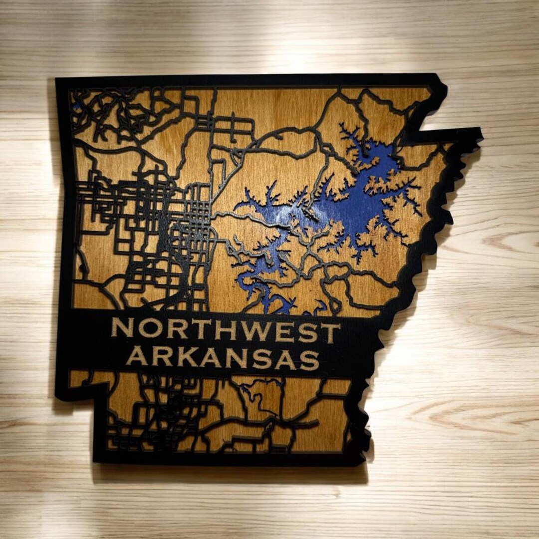 Northwest Arkansas Map Wall Art – 3-layer Laser Engraved Wood Map ...