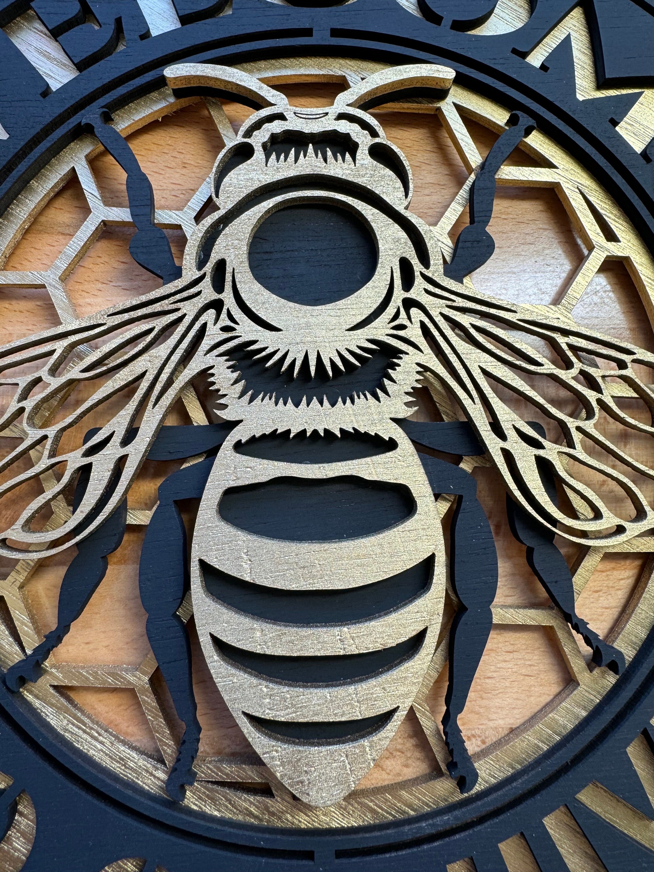 Welcome to Our Hive Sign - 12" Black & Gold Wood Welcome Sign - Bee ...