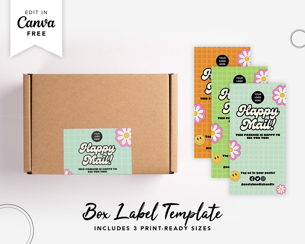 Creative Groovy Editable Box Seals Printable Box Label Brand Customised ...