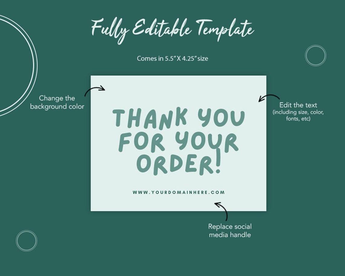 Boho Editable Business Thank You Card Printable Thank You Template ...