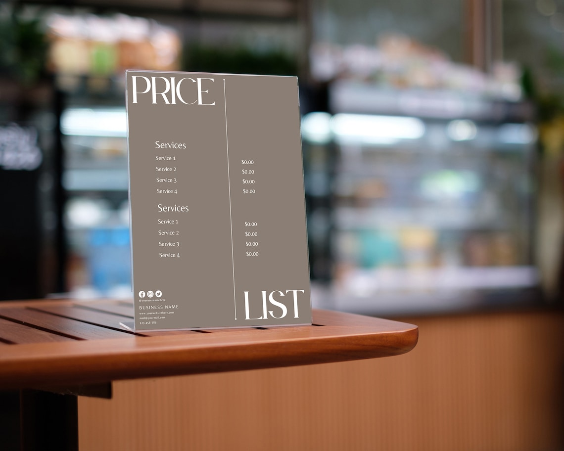 Minimalist Printable Price Flyers Editable Price List - Etsy