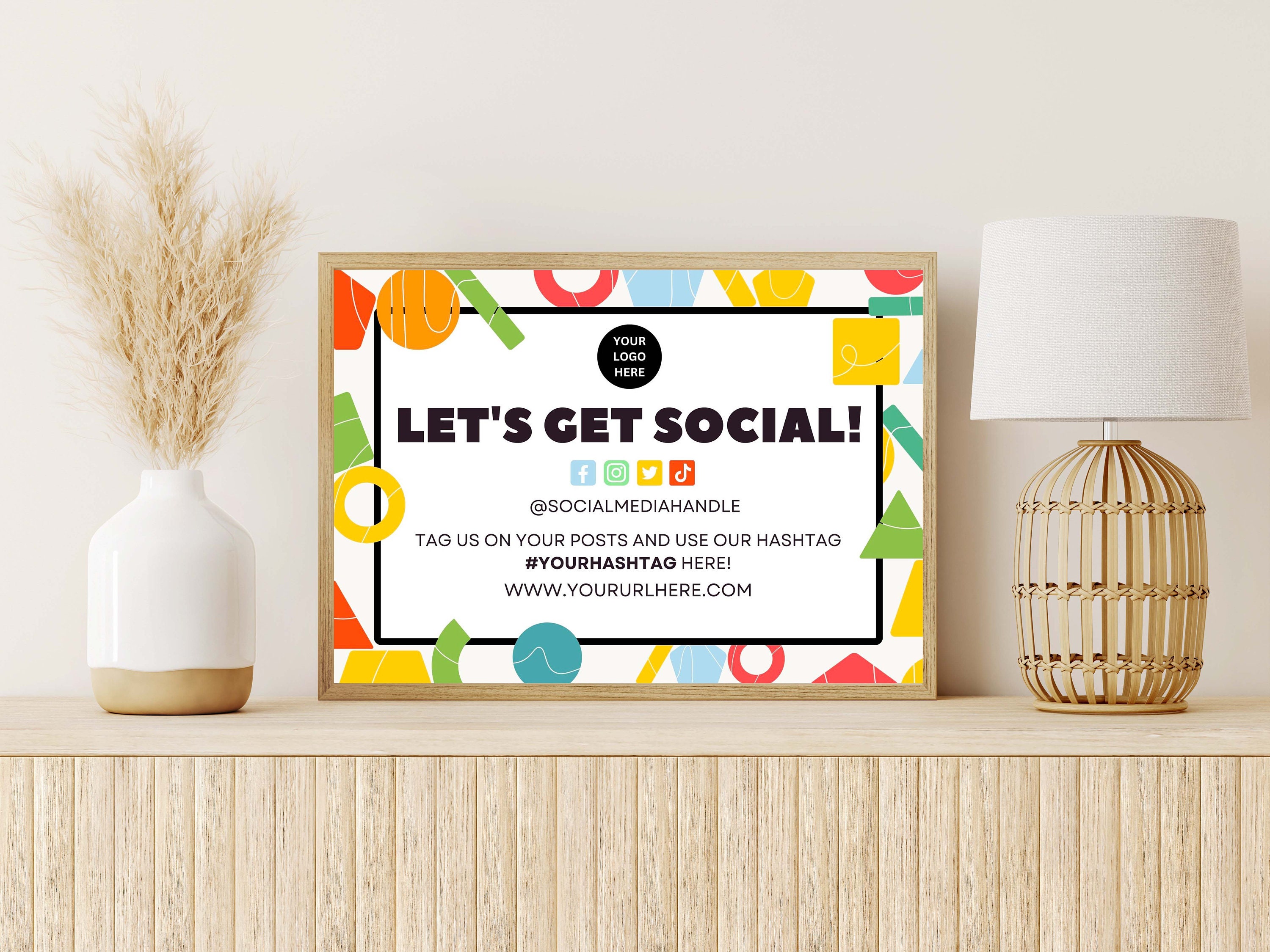 Cute Lets Be Social Sign Printable Fully Editable on Canva FREE L ...