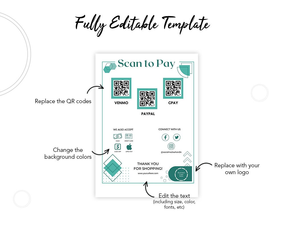 Green Contactless Pay Sign Printable Scan to Pay Fully - Etsy