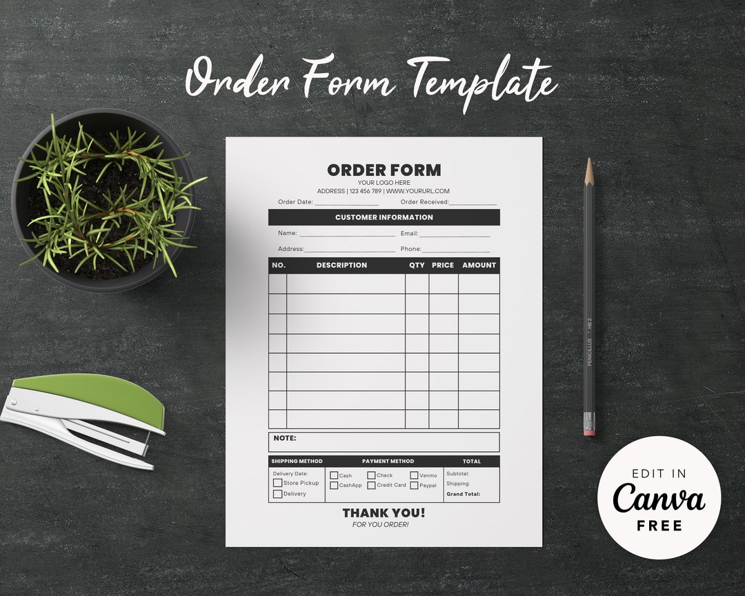 Printable Order Form Template Fully Editable on CANVA FREE Small ...