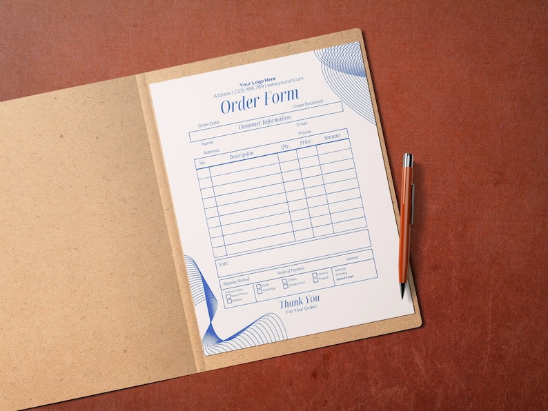 Modern Printable Order Form Template Fully Editable on CANVA FREE Small ...