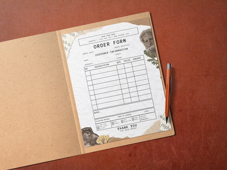 Vintage Order Form Template Printable Fully Editable on - Etsy