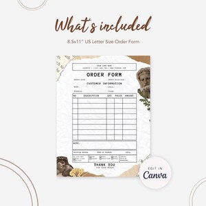 Vintage Order Form Template Printable Fully Editable on - Etsy