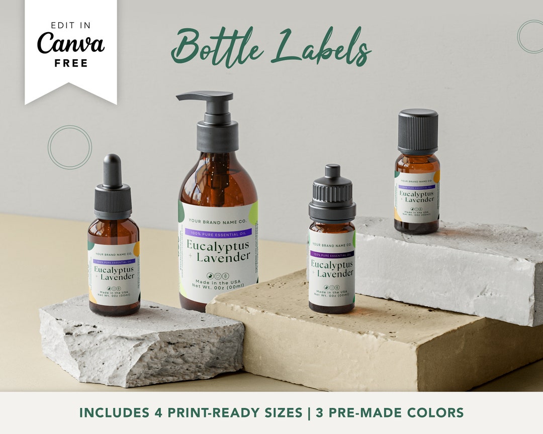 Colourful Essential Oils Template Labels Skincare Label Customisable ...