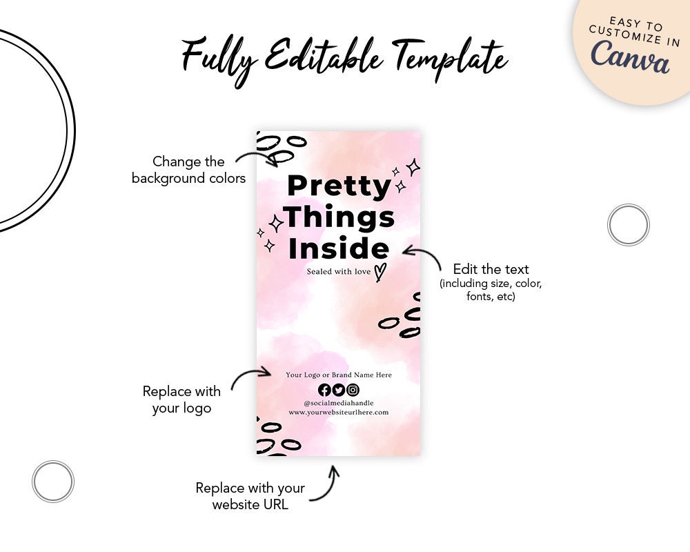 Cute Editable Box Seals Printable Box Label Brand Customisable Packing ...