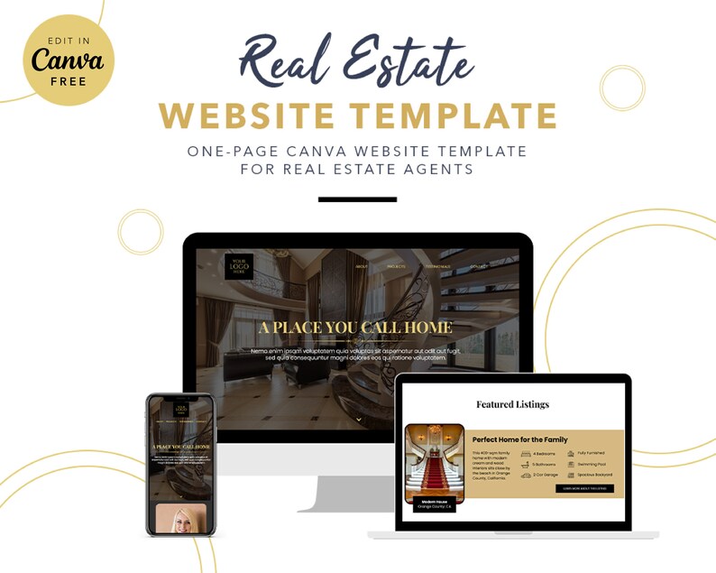 Luxury Real Estate Urban Black Gold Website Template Real Estate ...