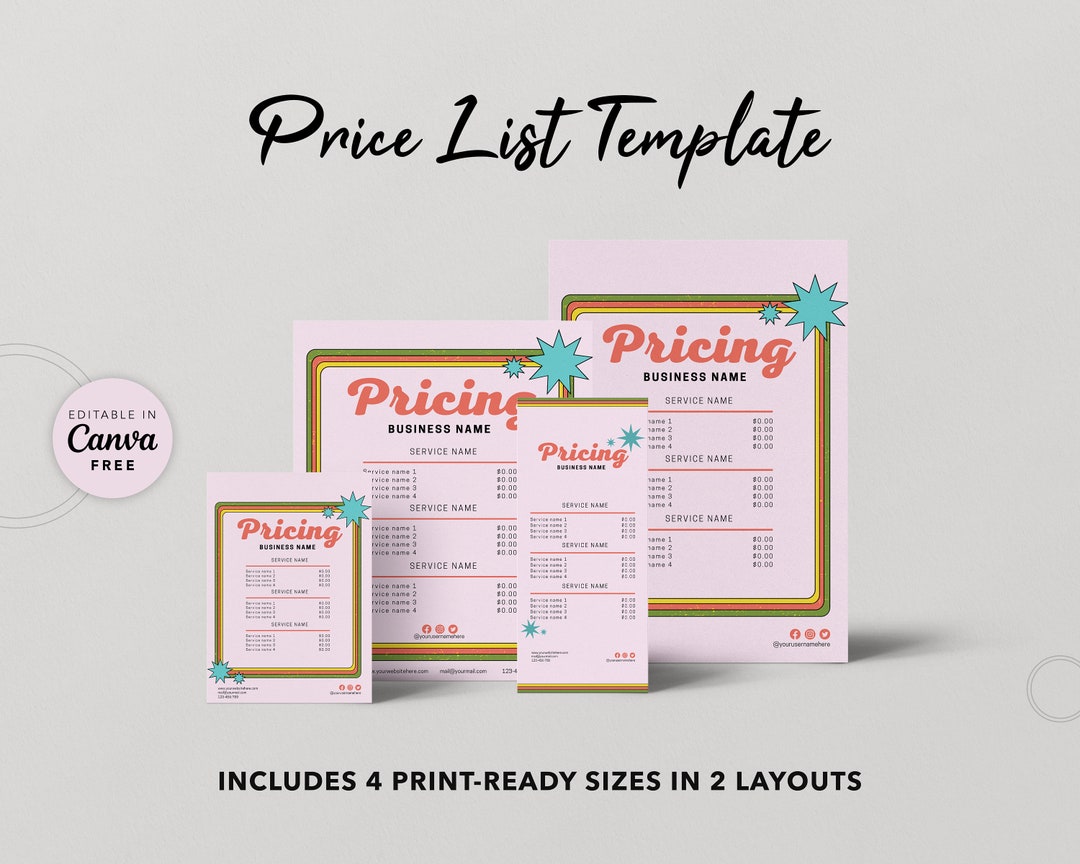 Creative Printable Price List Editable Price Flyer Template CANVA FREE ...