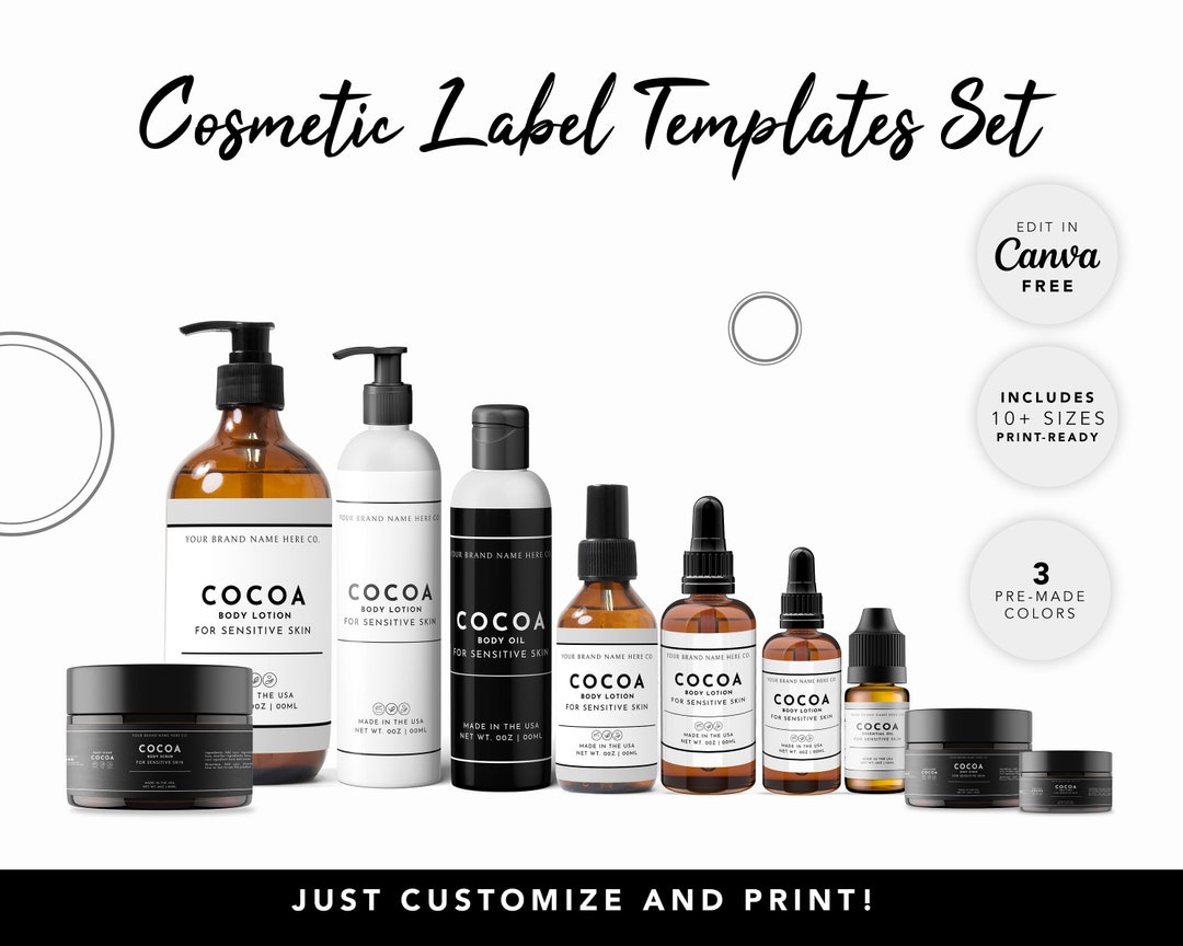 Complete Luxury Skincare Label KIT Beauty Product Label Editable and ...