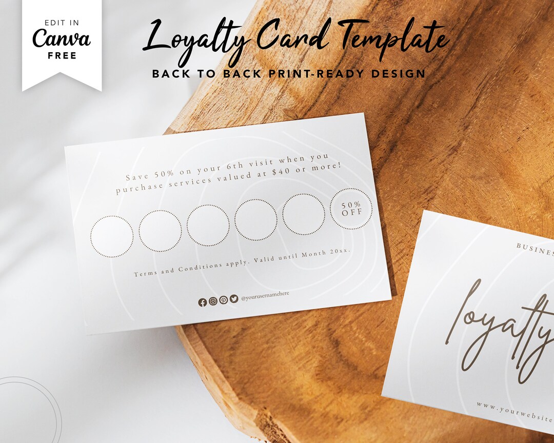 Business Loyalty Card Template Printable and Fully Editable in CANVA ...