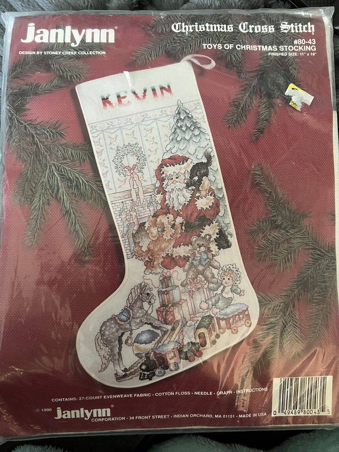 New Vintage Janlynn Cross Stitch Kit Toys Of Christmas Stocking Kit 80
