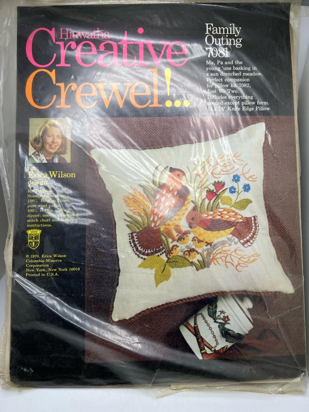 Vintage Creative Crewel Kit Erica Wilson Quail 7230 Columbia Minerva - Etsy