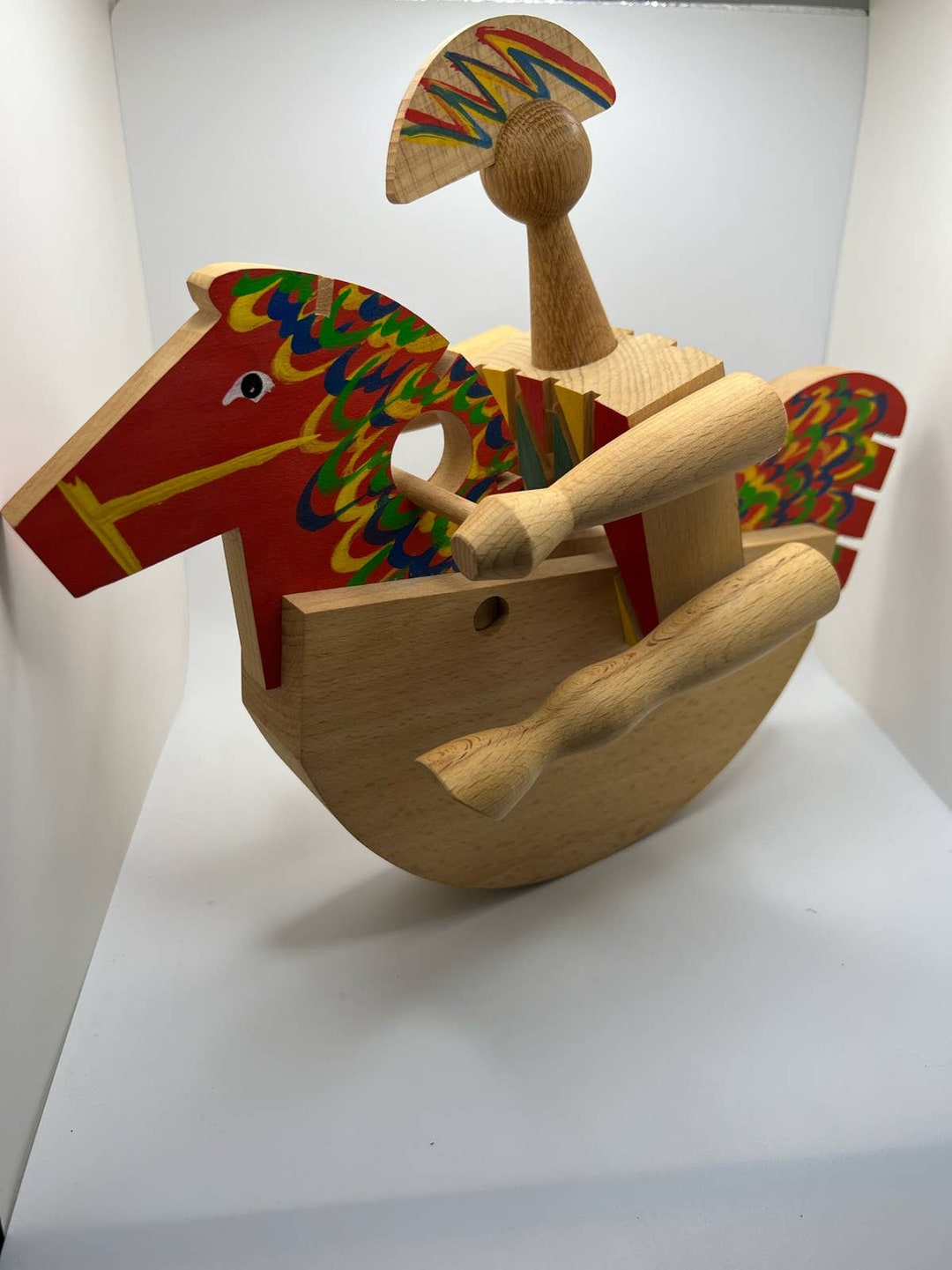 Protype Czech Artist Made Rocking Horse Handpainted Wood Toy - Etsy