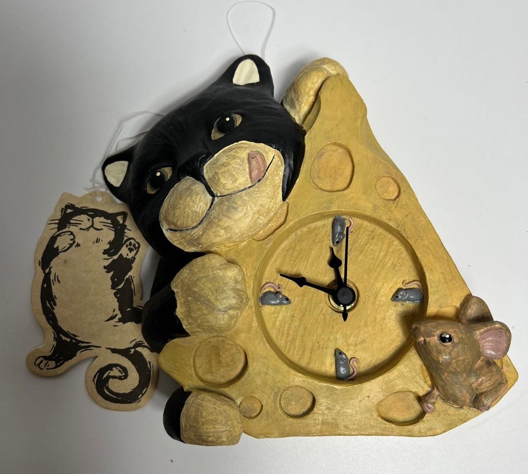 Whittle Cats Cat and Mouse With Cheese Clock NEW Working - Etsy UK