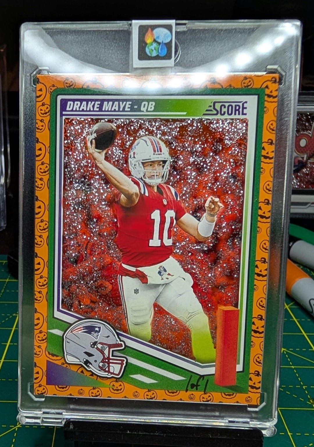2025 Score Drake Maye Halloween Customized Football Card Art Patriots ...
