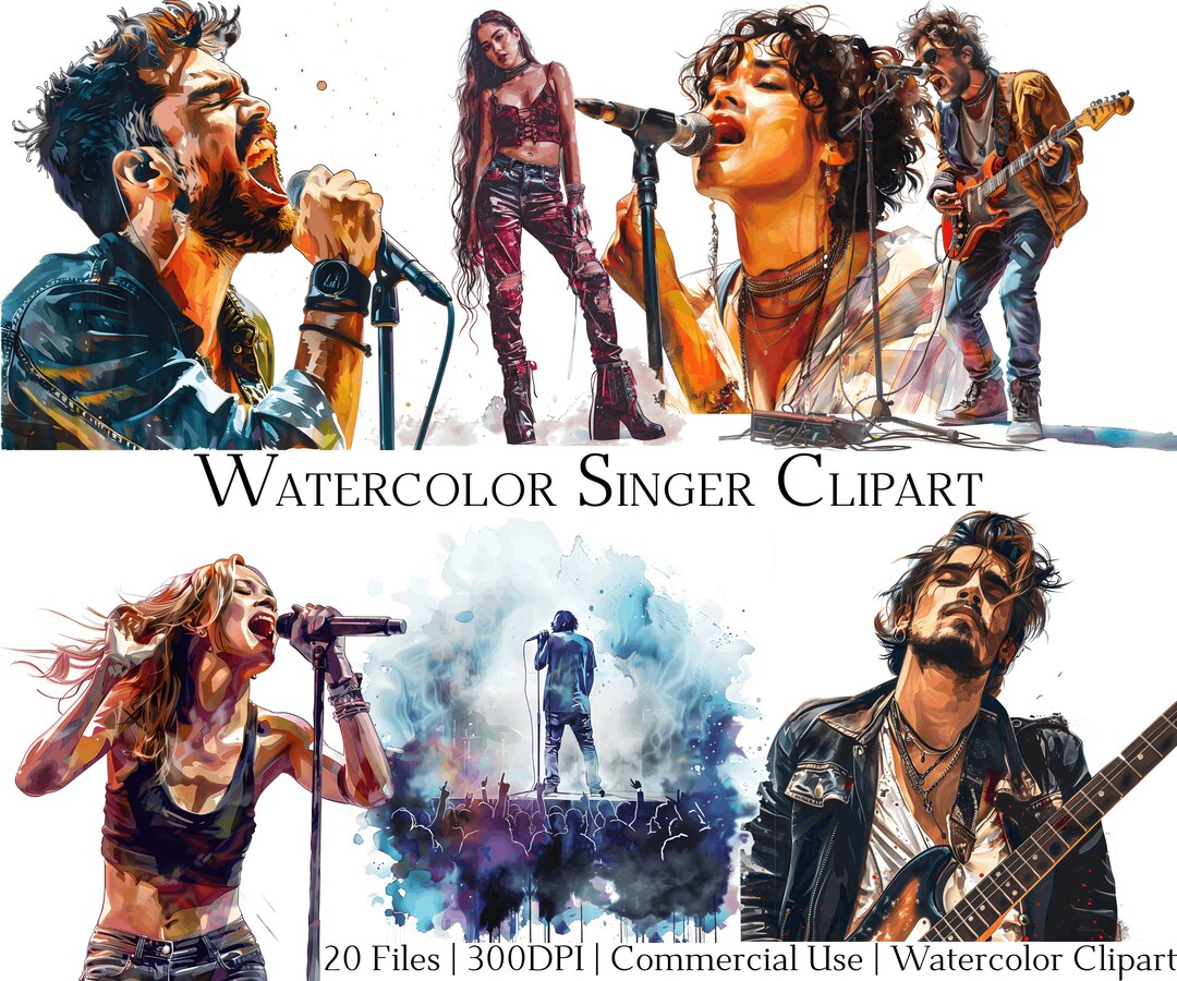 Watercolor Singers Clipart Set of 20 Files With Instant Download ...