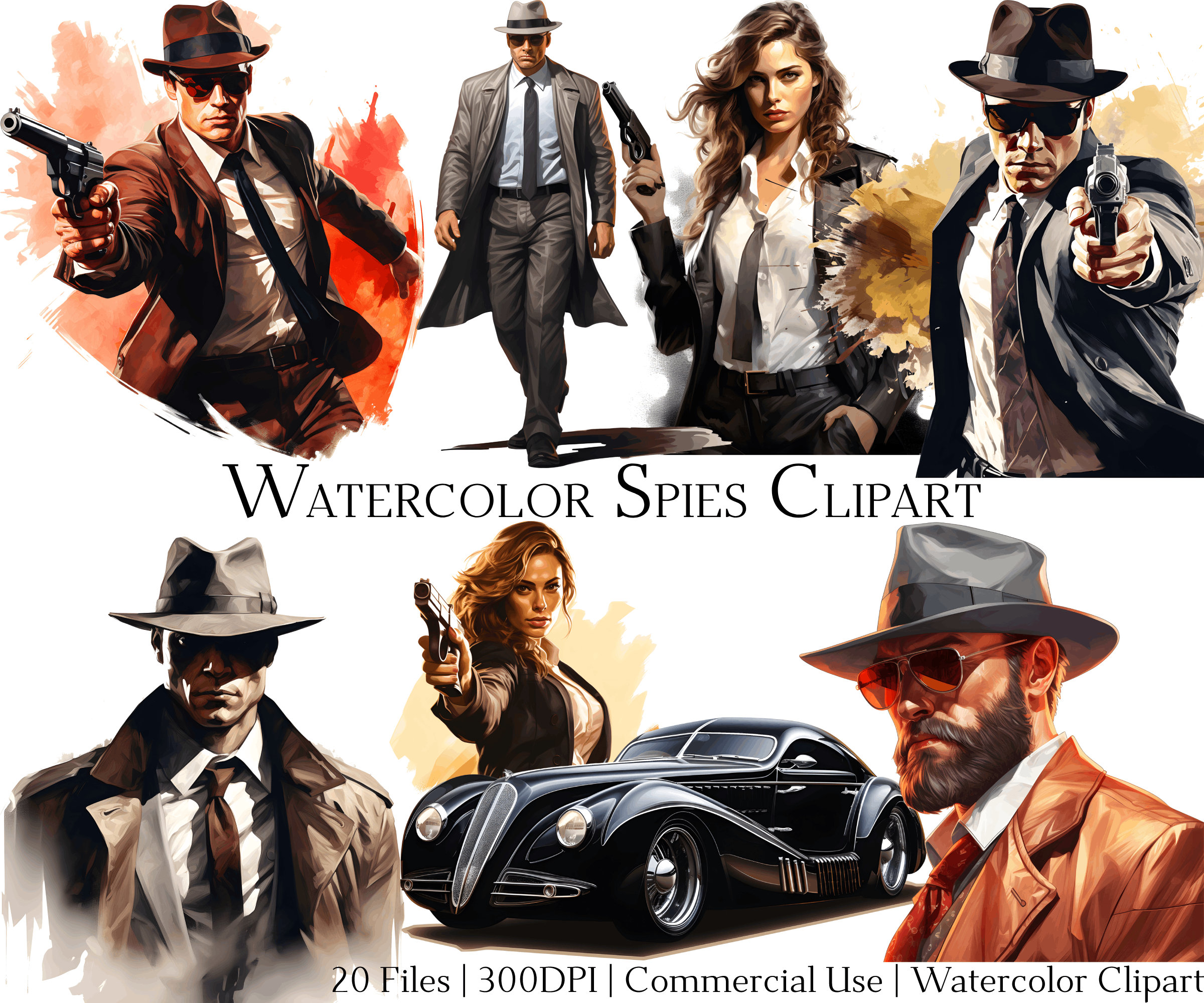 Watercolor Spy Clipart Set of 20 Files With Instant Download ...