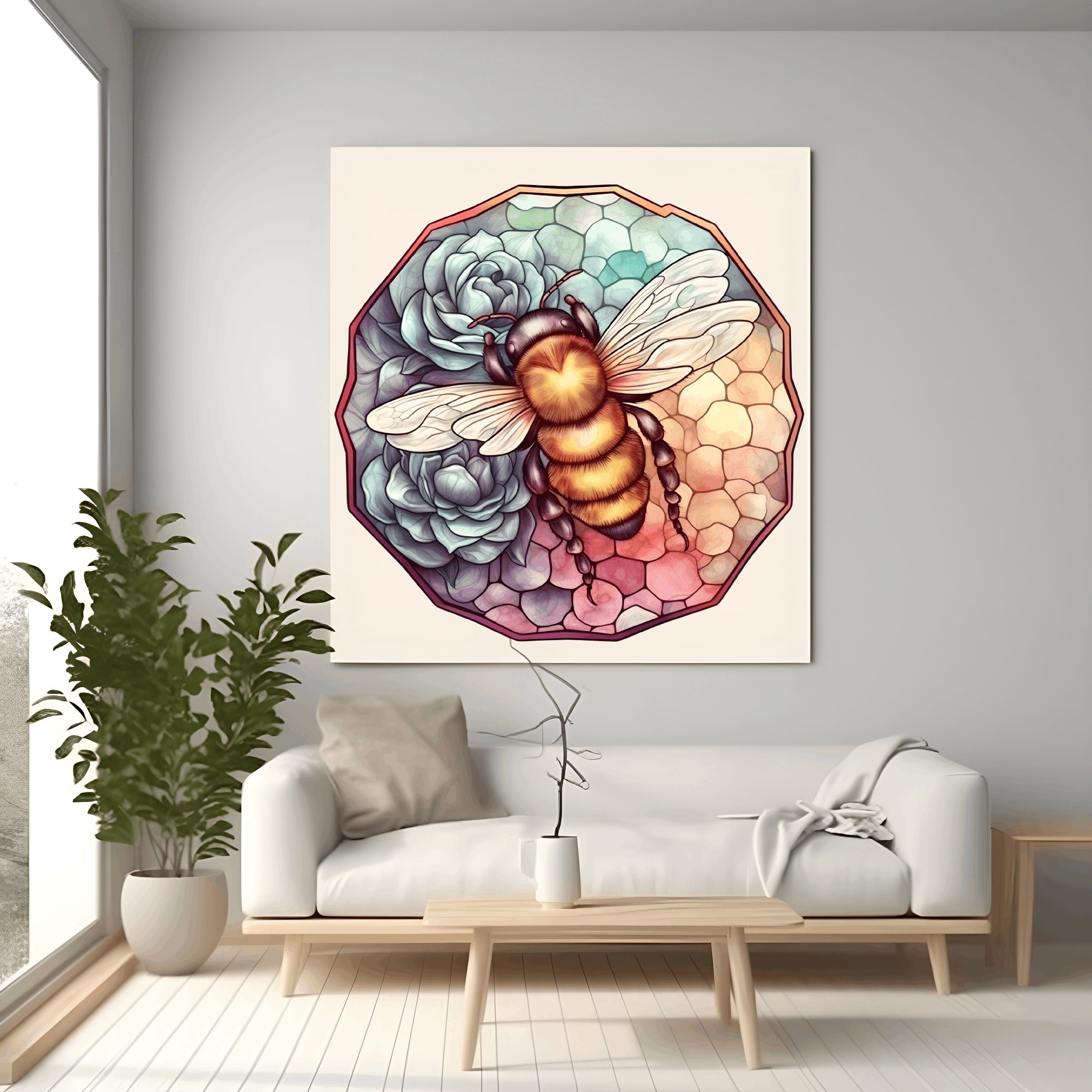 Watercolor Stained Glass Honeybee Clipart: 20 PNG + PDF Files - Etsy