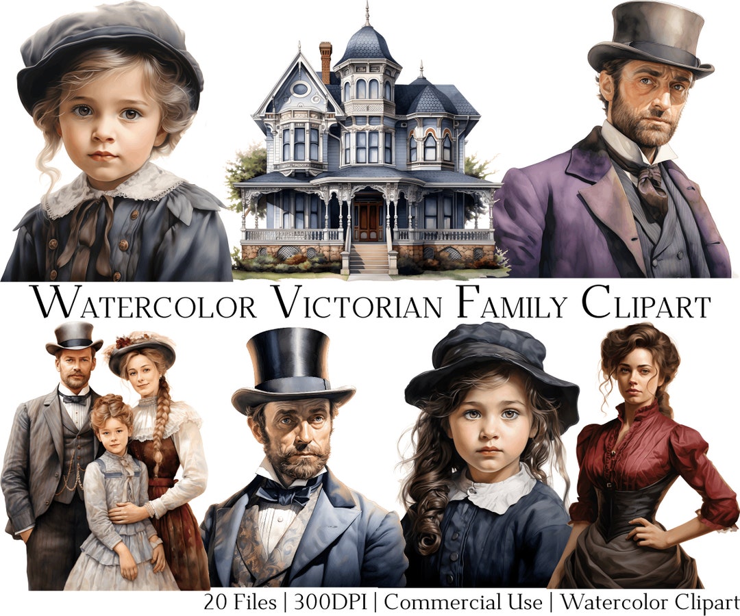 Watercolor Victorian Family Clipart Set of 20 Files With Instant ...