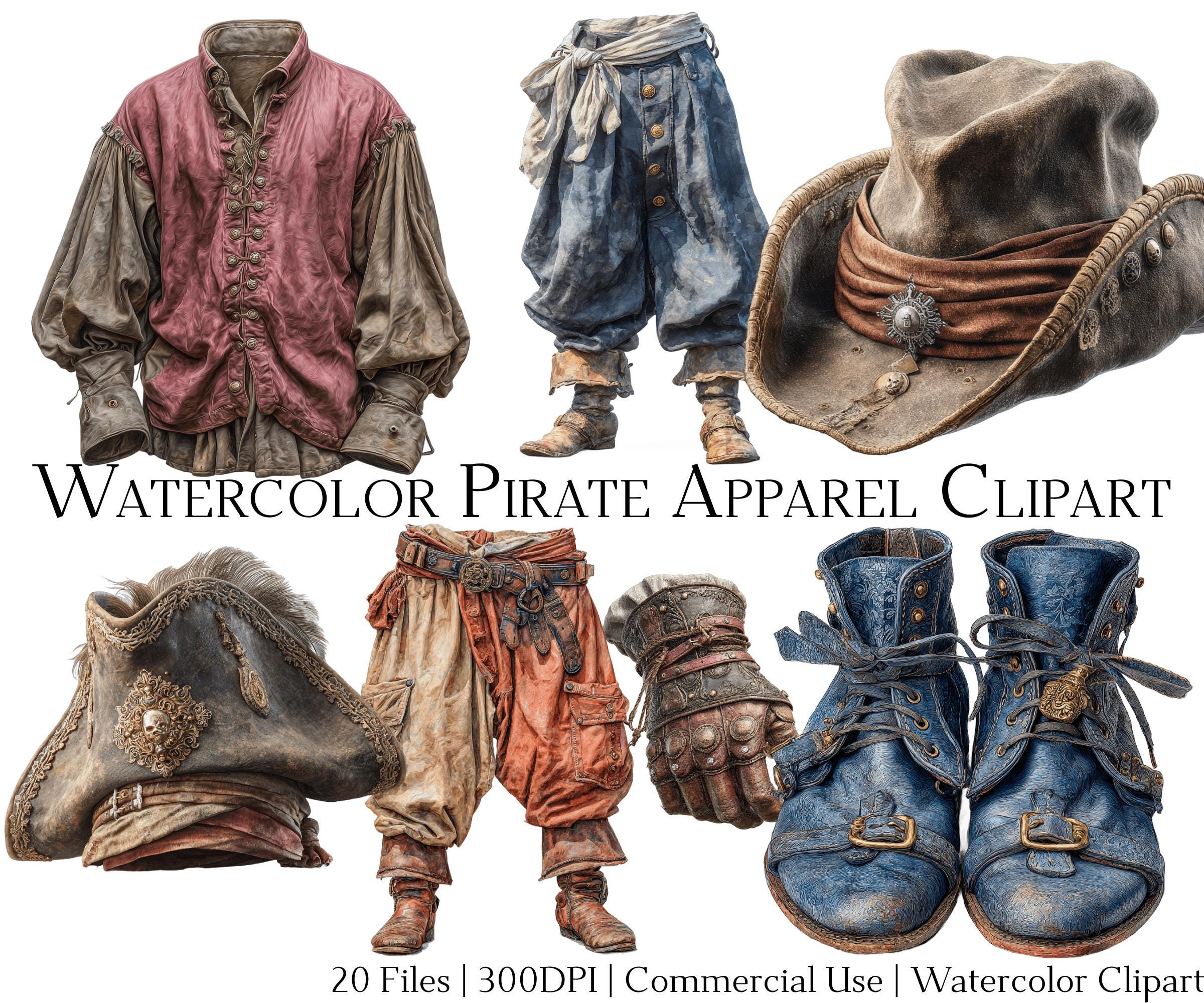 Watercolor Pirate Clipart Set: Commercial Use, PNG & PDF (digital ...