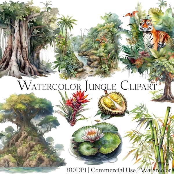 Jungle Animal Clipart - Etsy