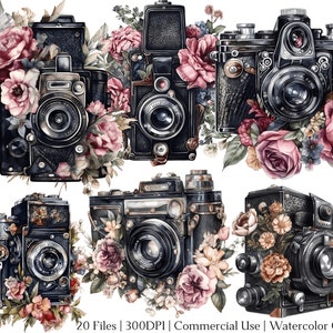 Watercolor Gothic Vintage Cameras Clipart Set of 20 Files With Instant ...