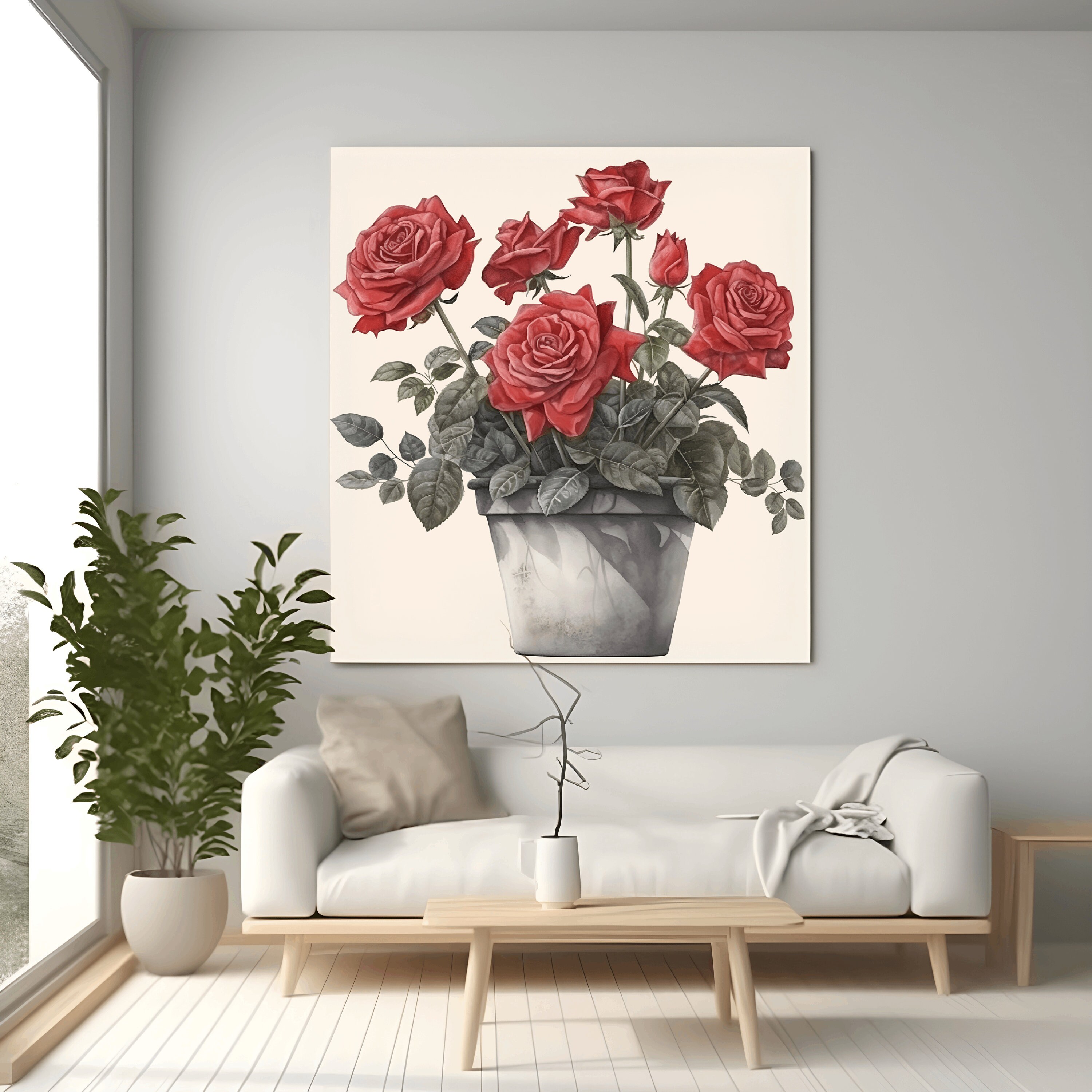 Watercolor Potted Red Roses Clipart Set of 20 Files With Instant ...