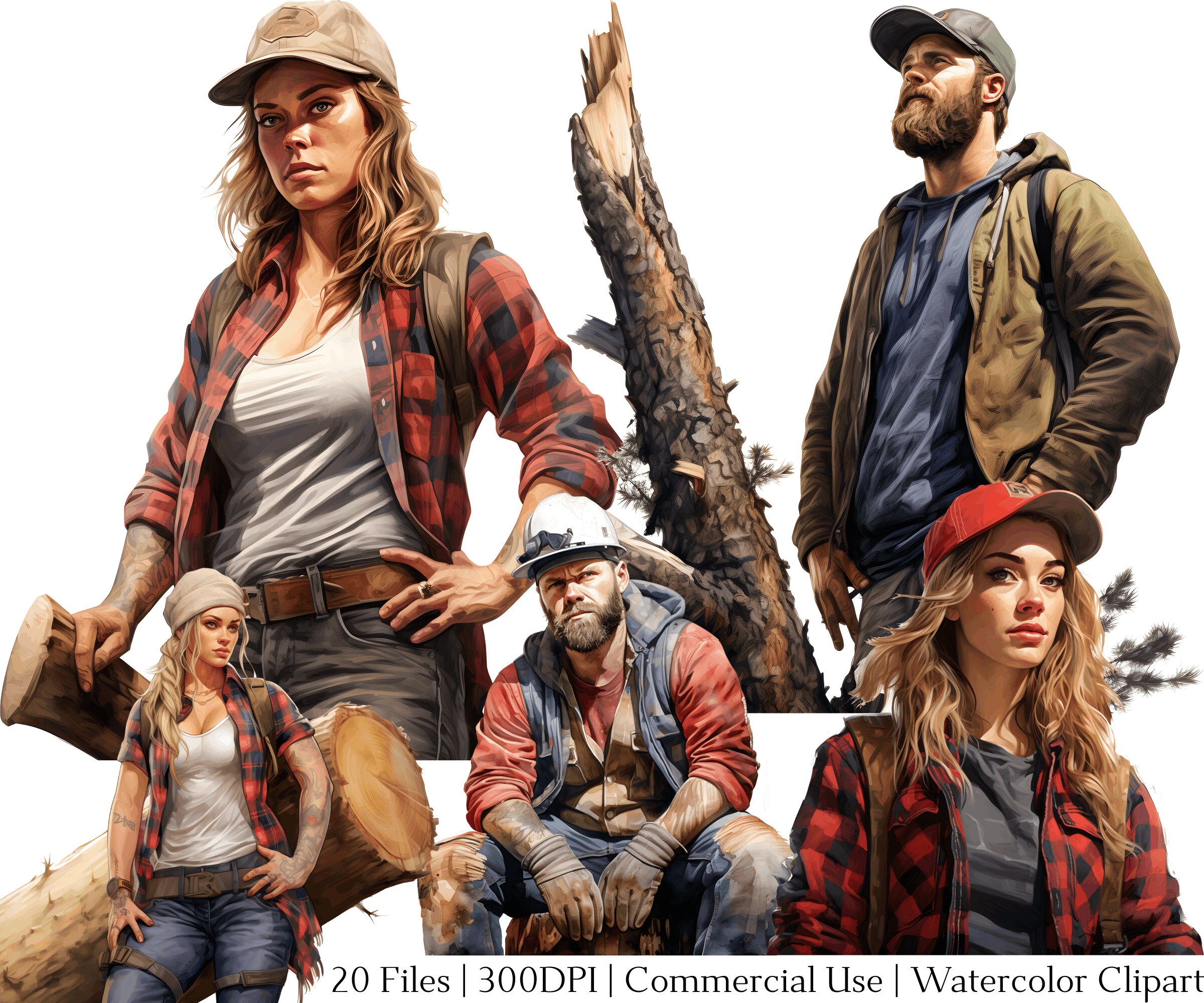 Watercolor Lumberjack Clipart Set: Rustic Forest Illustrations (PNG ...