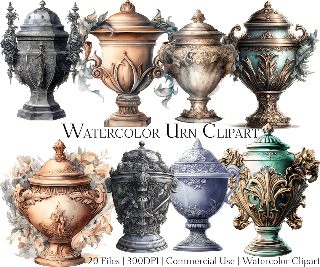 Watercolor Gothic Urns Clipart Set: PNG & PDF (digital Download) - Etsy ...