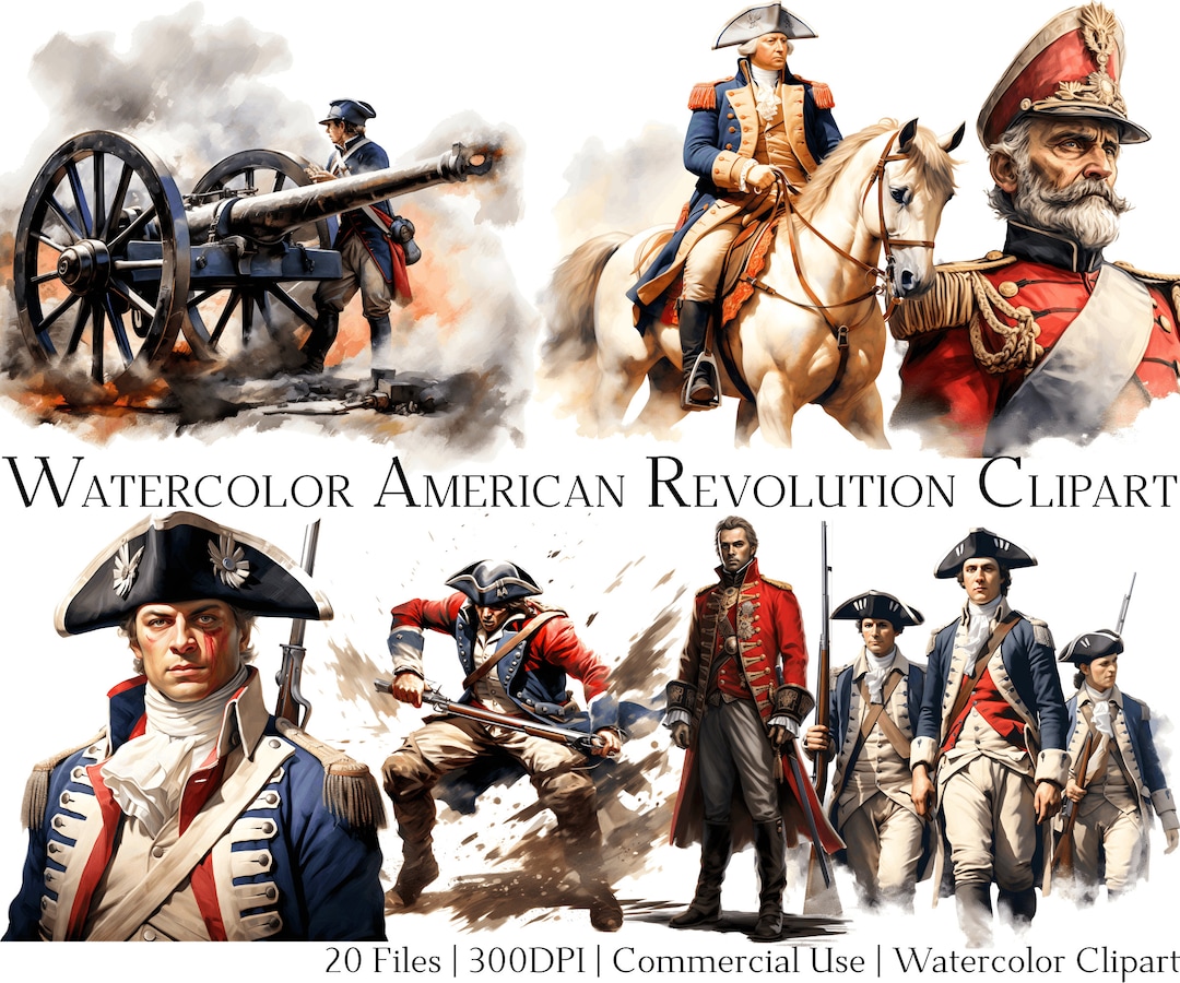Watercolor American Revolution Clipart: Patriots & Redcoats (PNG + PDF ...