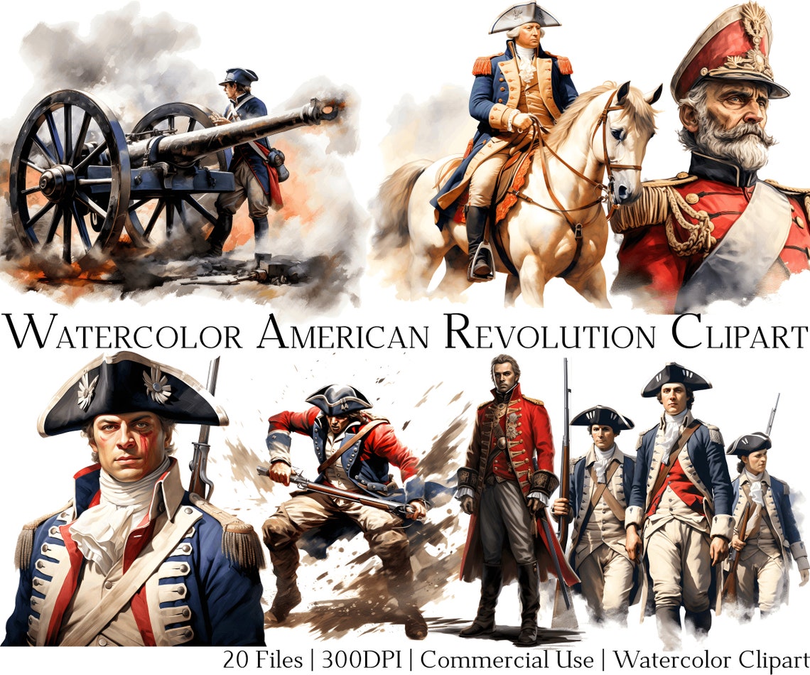 Watercolor American Revolution Clipart Set of 20 Files With Instant ...